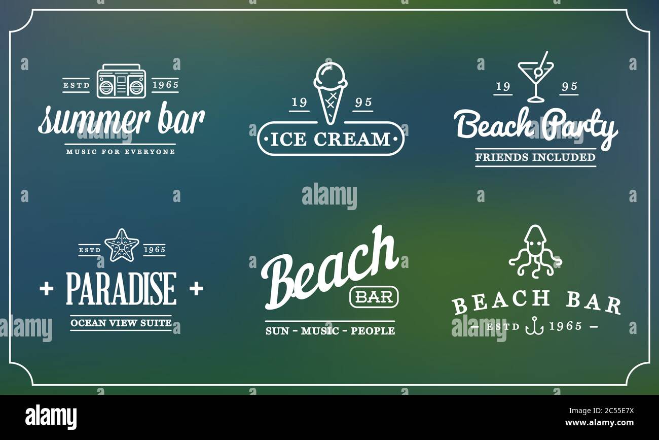 Set of Vector Beach Sea Bar Elements and Summer can be used as Logo or ...