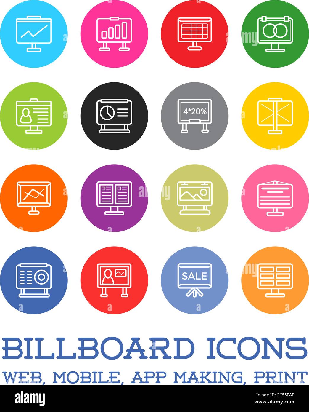 All Kinds of Billboard Icons, Set of Vector Icons for all Purposes ...