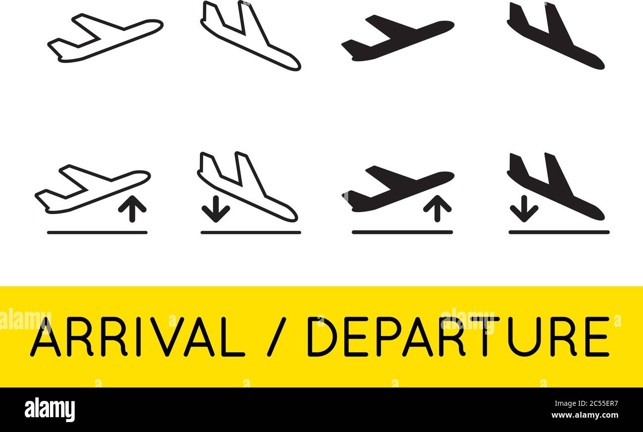 Aircraft or Airplane Icons Set Collection Vector Silhouette Arrivals ...