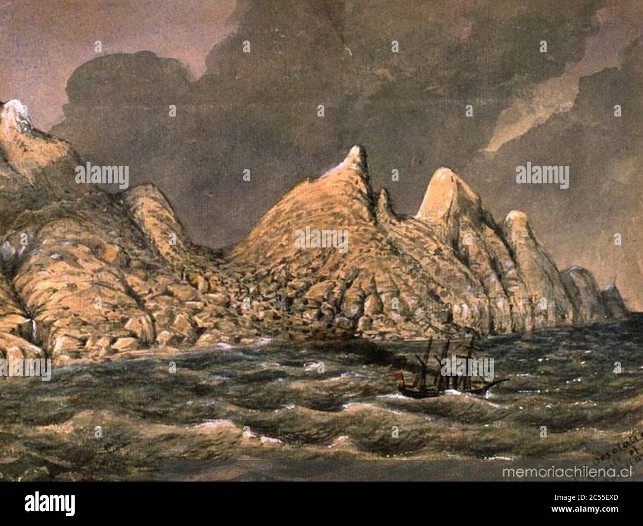 Isla Desolación Estrecho de Magallanes 1843 Stock Photo - Alamy