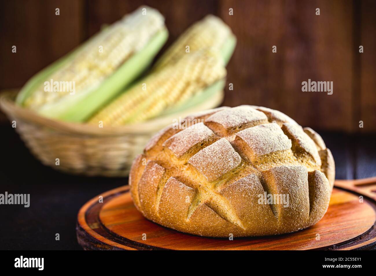 small homemade bread, biscuit called Broa or broinha, bread made from ...