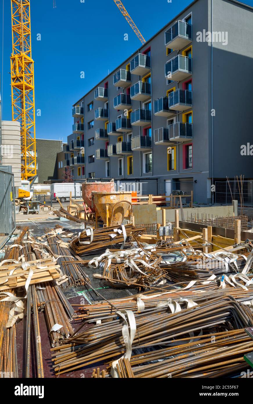 New building, construction site, house facades, city architecture ...