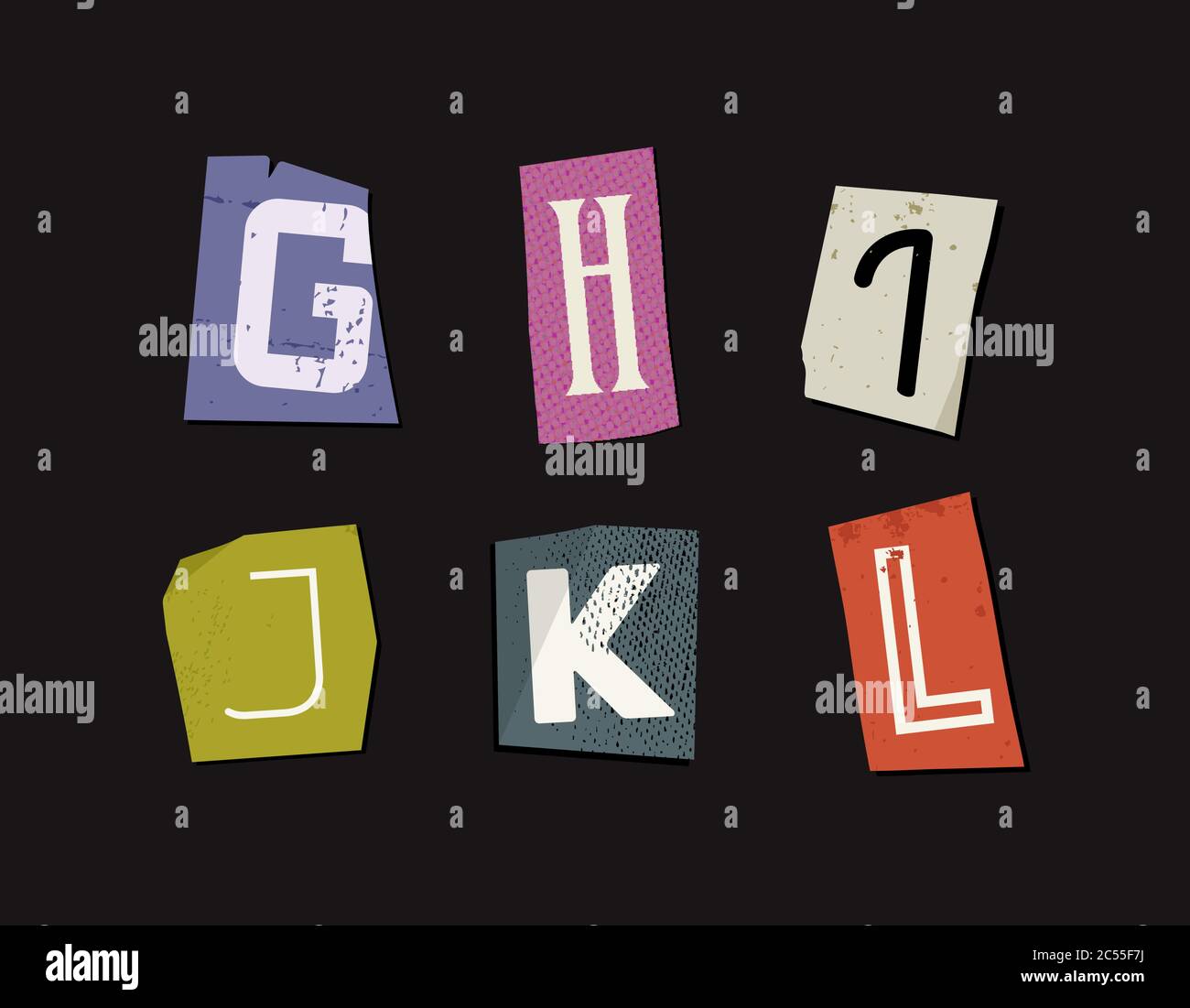 Colorful Newspaper Cut Letters Set Stock Vector Image & Art - Alamy