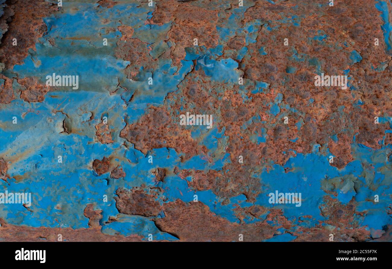 blue colored metal, old rusty metal plate and background Stock Photo ...