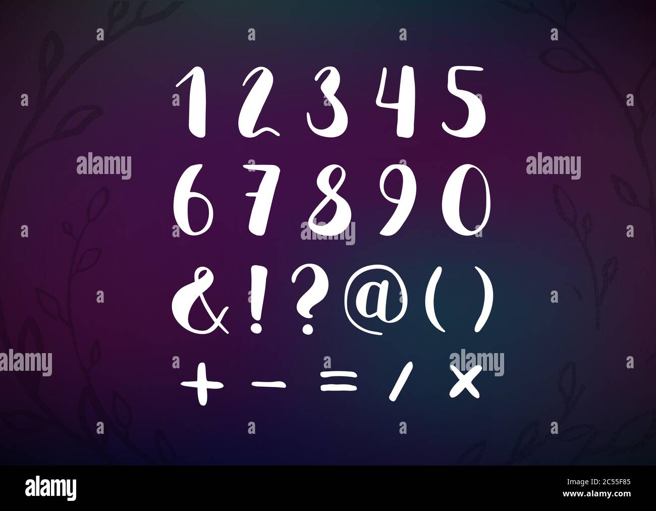Vector Hand Drawn Script Numbers from 0 to 9. Digits Written with a ...