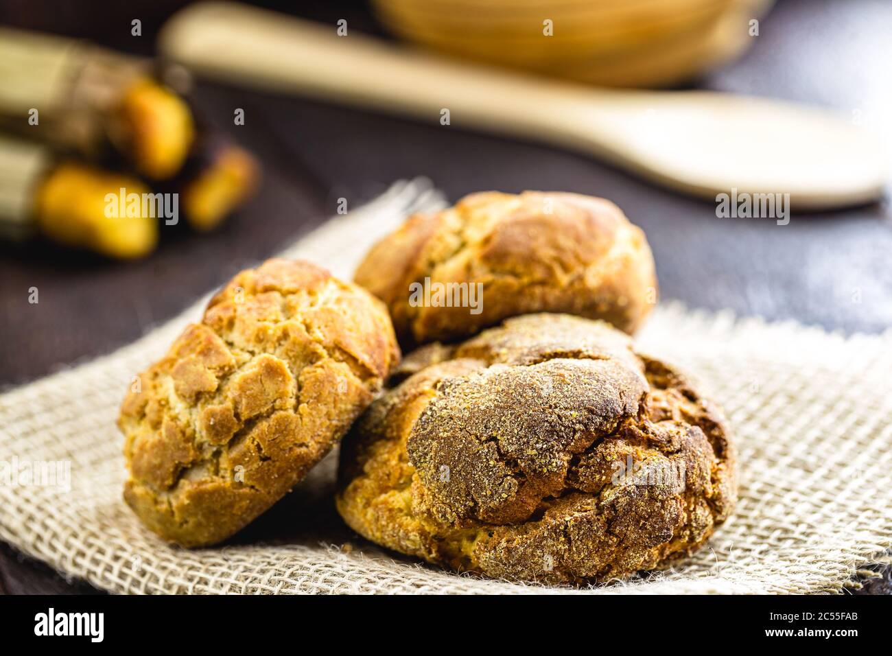 cornmeal bread, small traditional bread from Brazil and Portugal, made ...