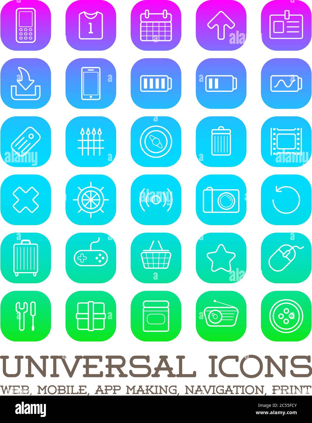 30 Universal Icons Set For All Purposes Web, Mobile, App Making ...
