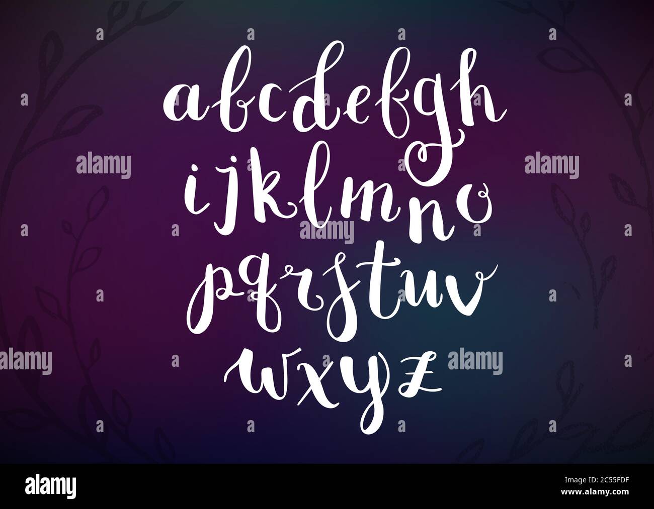 Vector Hand Drawn Script Alphabet. Letters Written with a Brush Pen with Ink Stock Vector Image ...