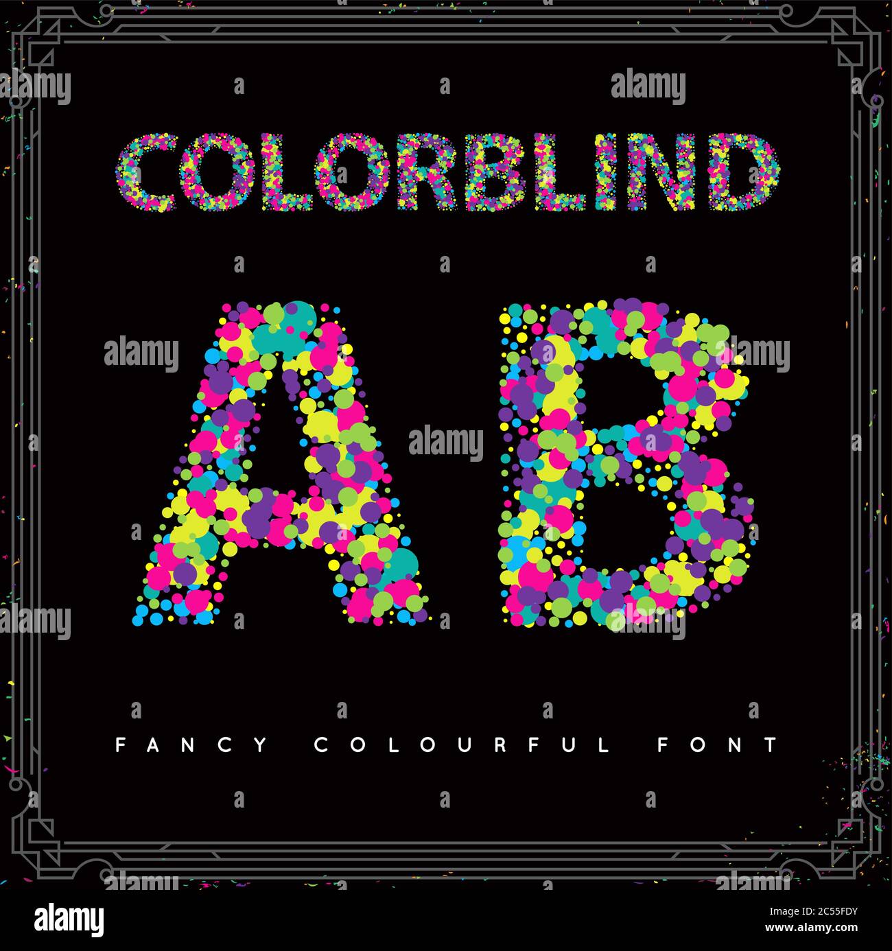 Set of Colorblind Style Font in Vector. Fresh trendy colors Stock ...