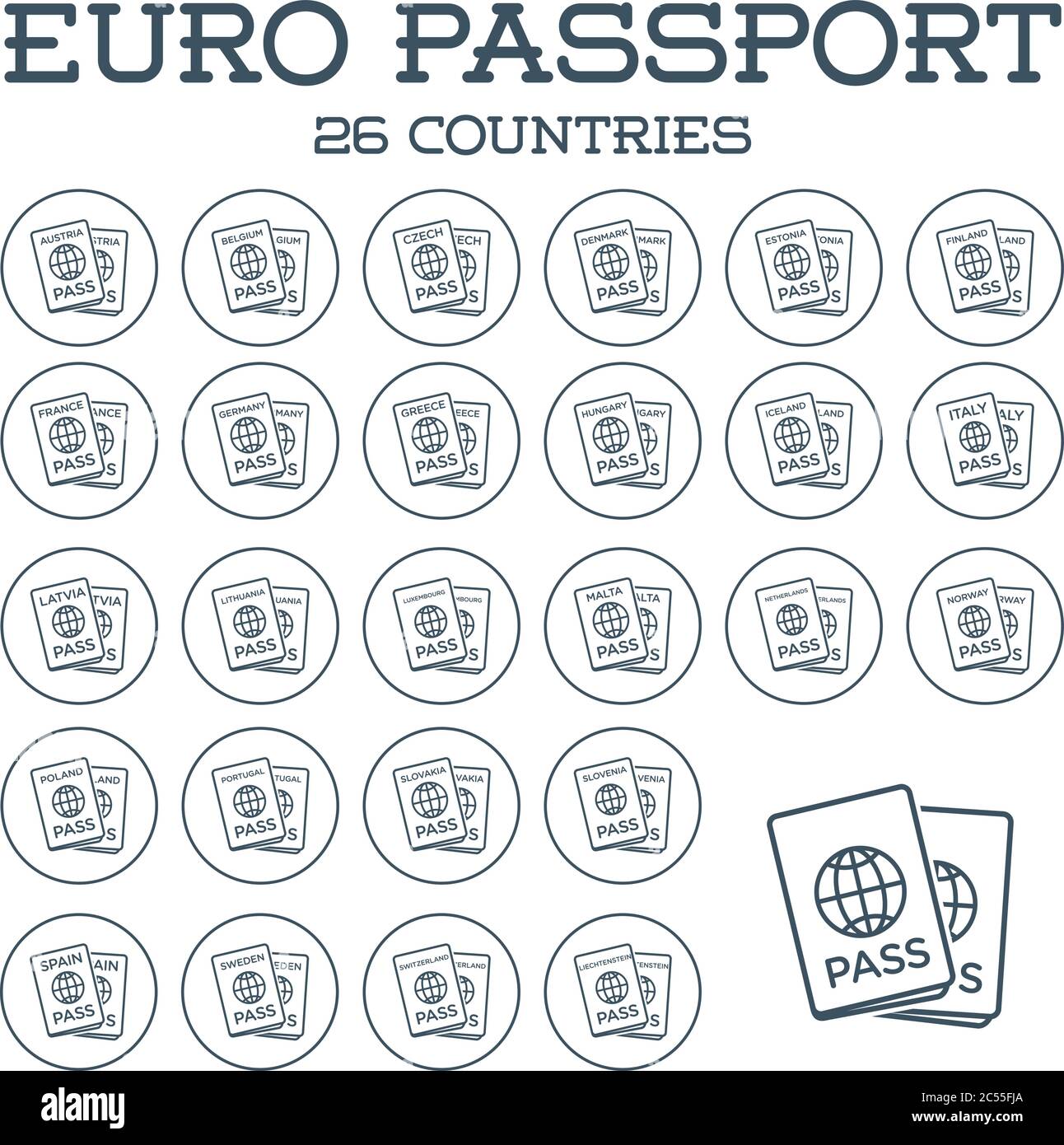 Set Of Citizenship Or Foreign Passport Id In Vector Colorful Icon Can