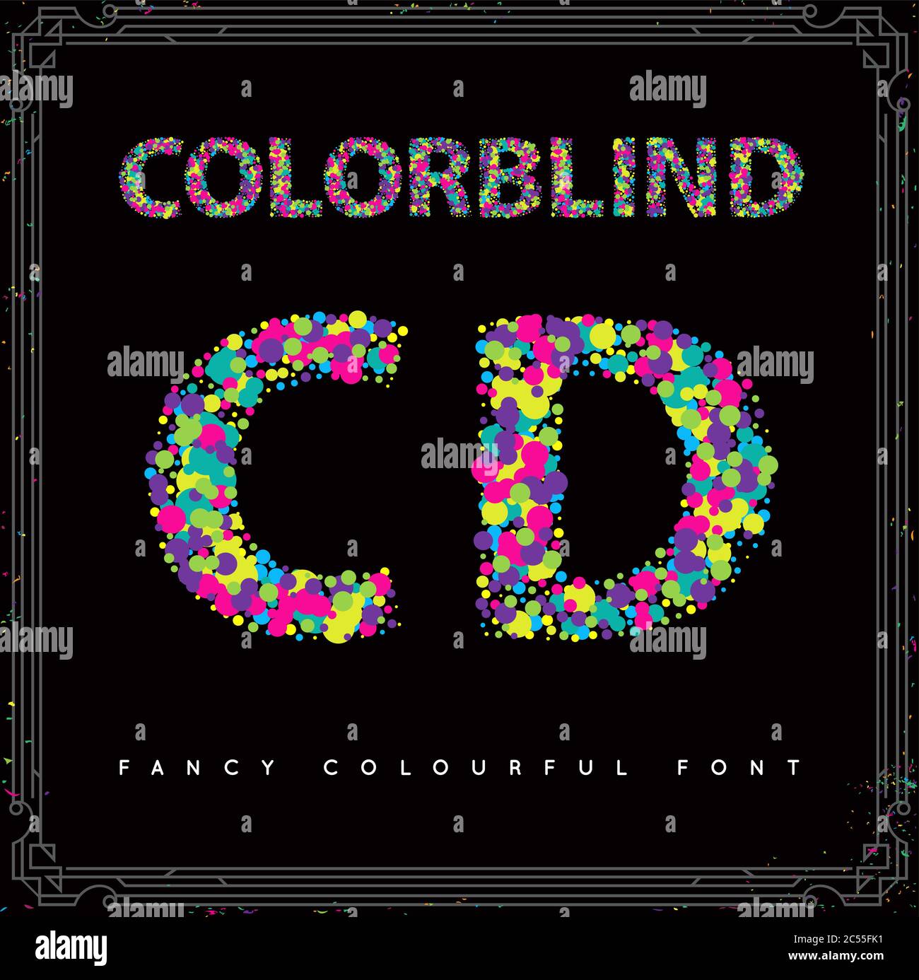 Set of Colorblind Style Font in Vector. Fresh trendy colors Stock ...