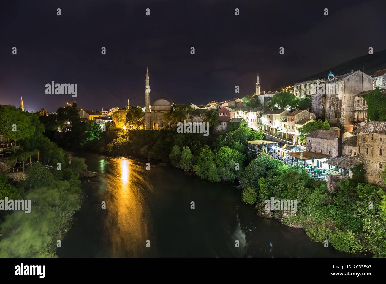 Mostar in a beautiful summer night, Bosnia and Herzegovina Stock Photo ...