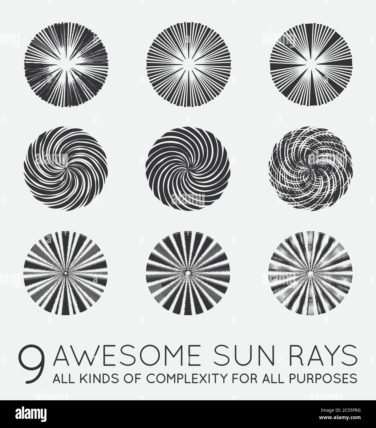 Set of Sunburst Vector Rays of Sun Stock Vector Image & Art - Alamy