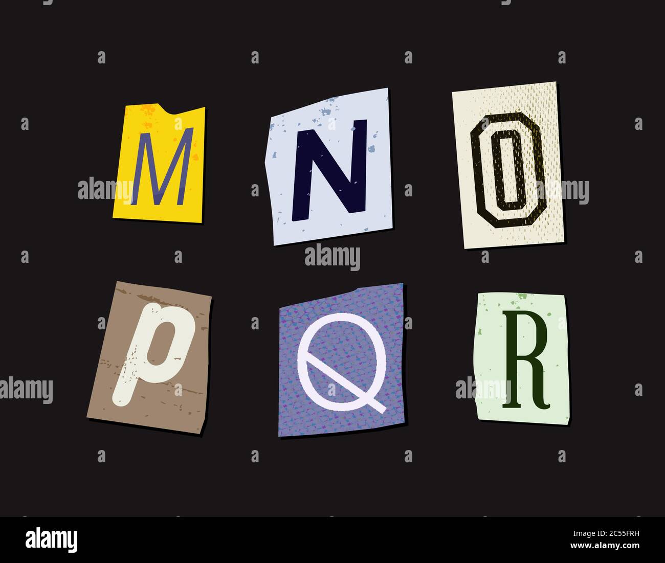 Colorful Newspaper Cut Letters Set Stock Vector Image & Art - Alamy