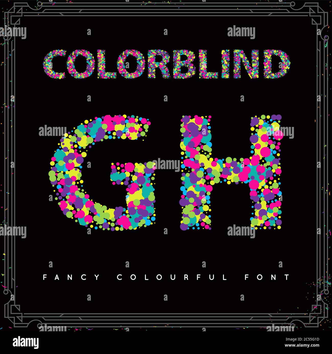 Set of Colorblind Style Font in Vector. Fresh trendy colors Stock ...