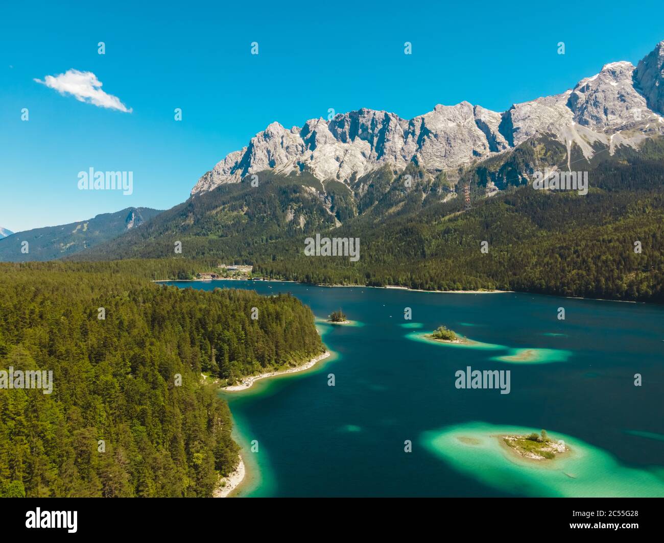 Amazingly beautiful aerial view of the Eibsee in Germany Stock Photo ...