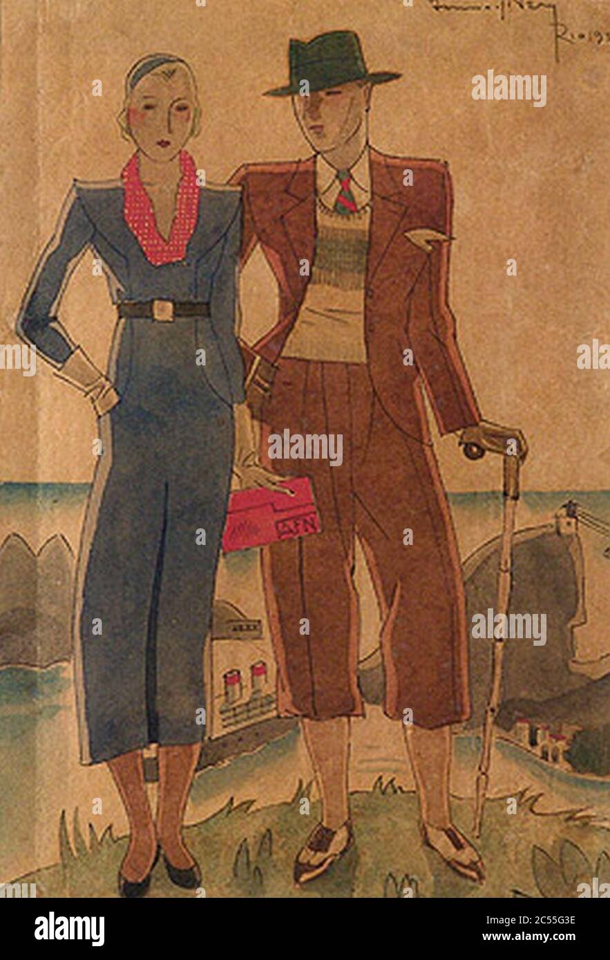 Ismael Nery - Casal (com Entrada da Baía do Rio de Janeiro ao Fundo ...