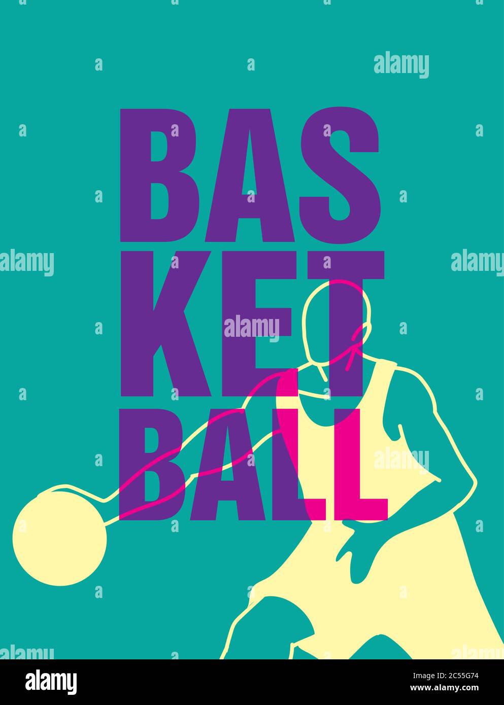 Basketball letters in front of player man with ball silhouette design ...