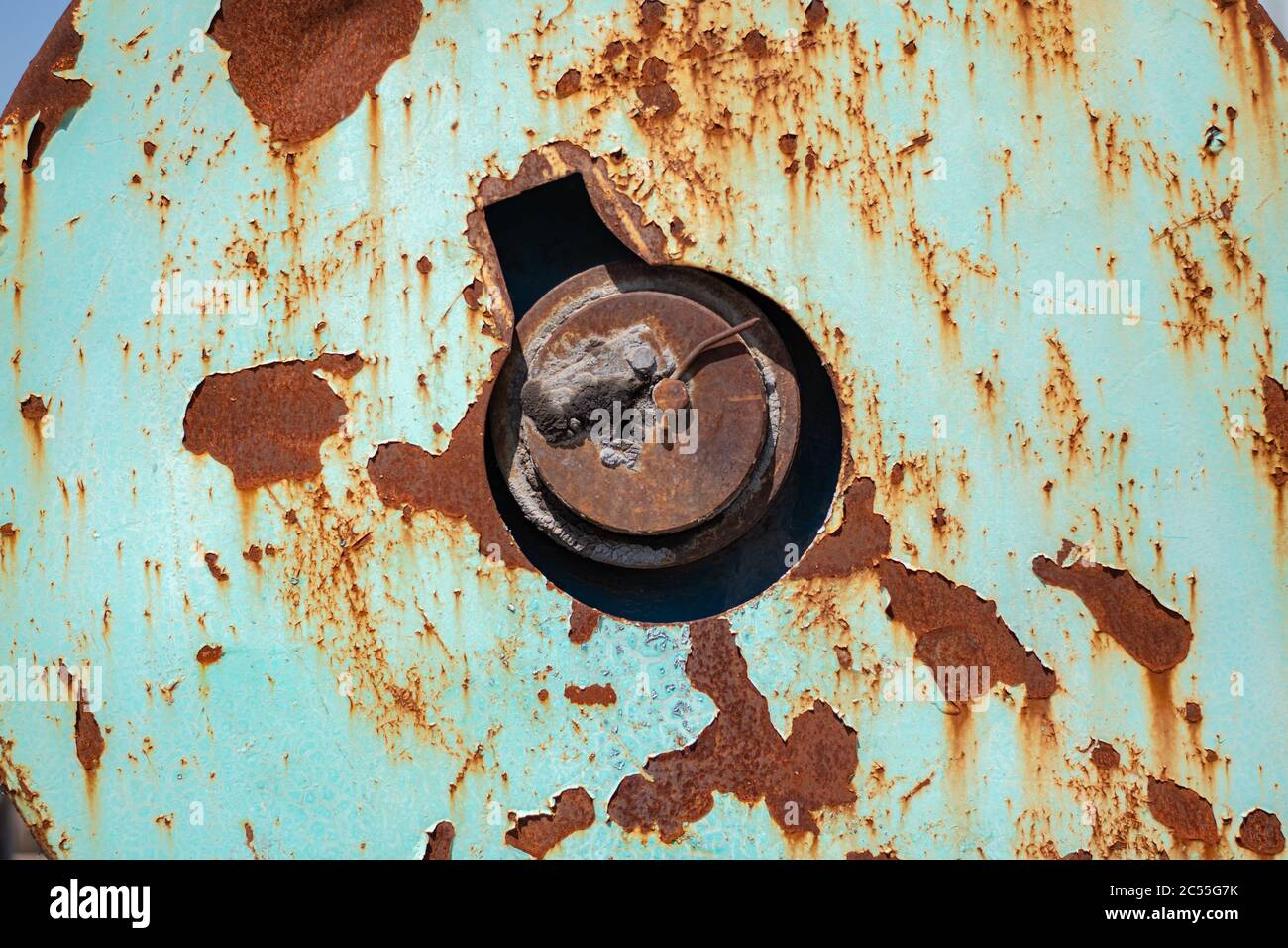 green colored metal, old rusty metal plate and background Stock Photo ...