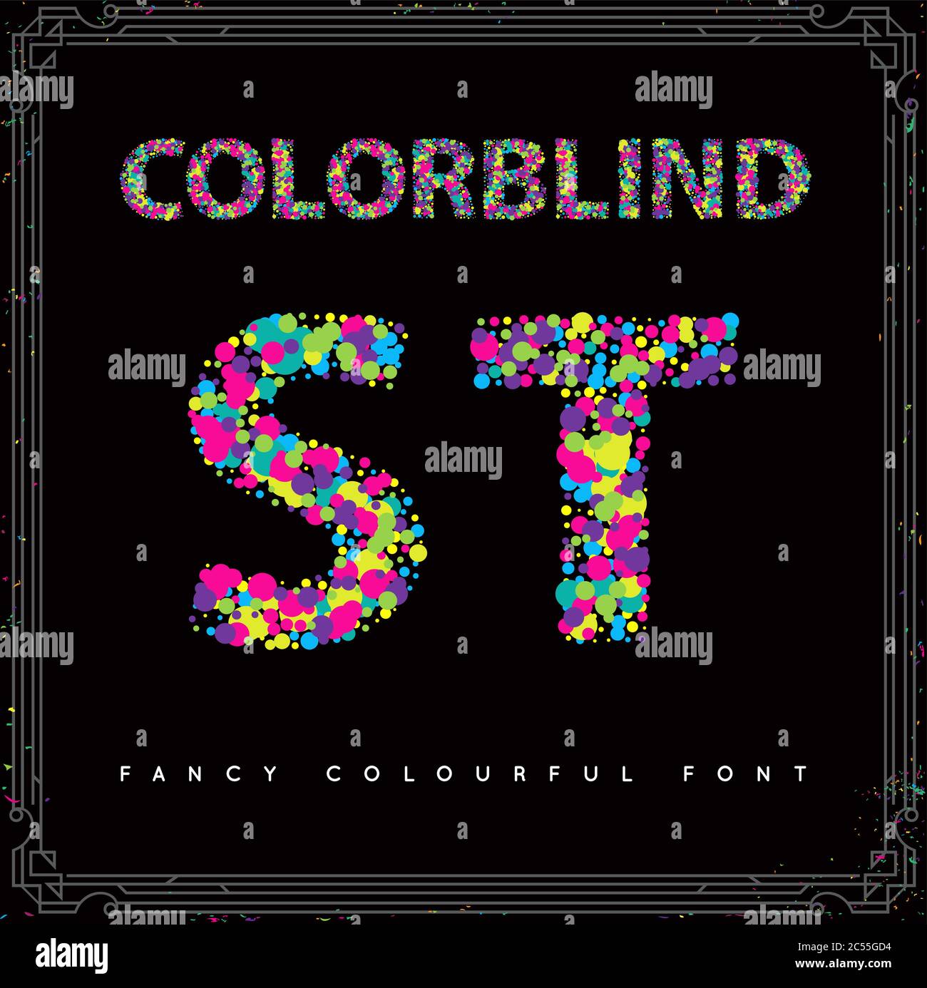 Set of Colorblind Style Font in Vector. Fresh trendy colors Stock ...