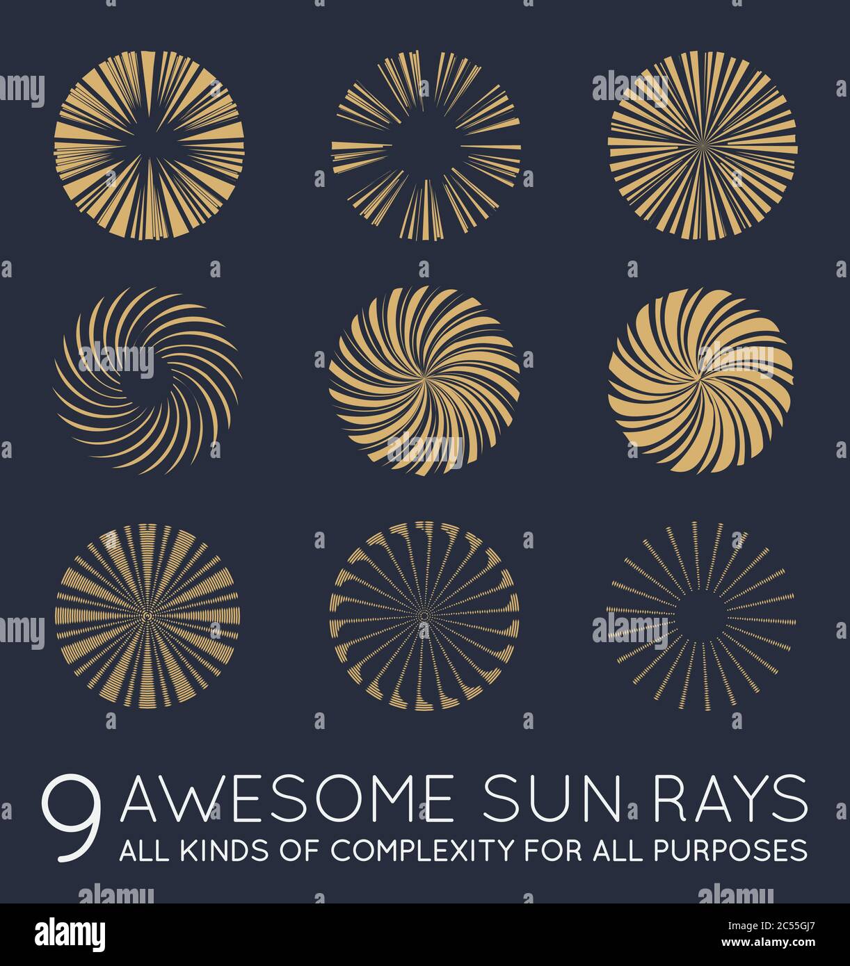 Set of Sunburst Vector Rays of Sun Stock Vector Image & Art - Alamy