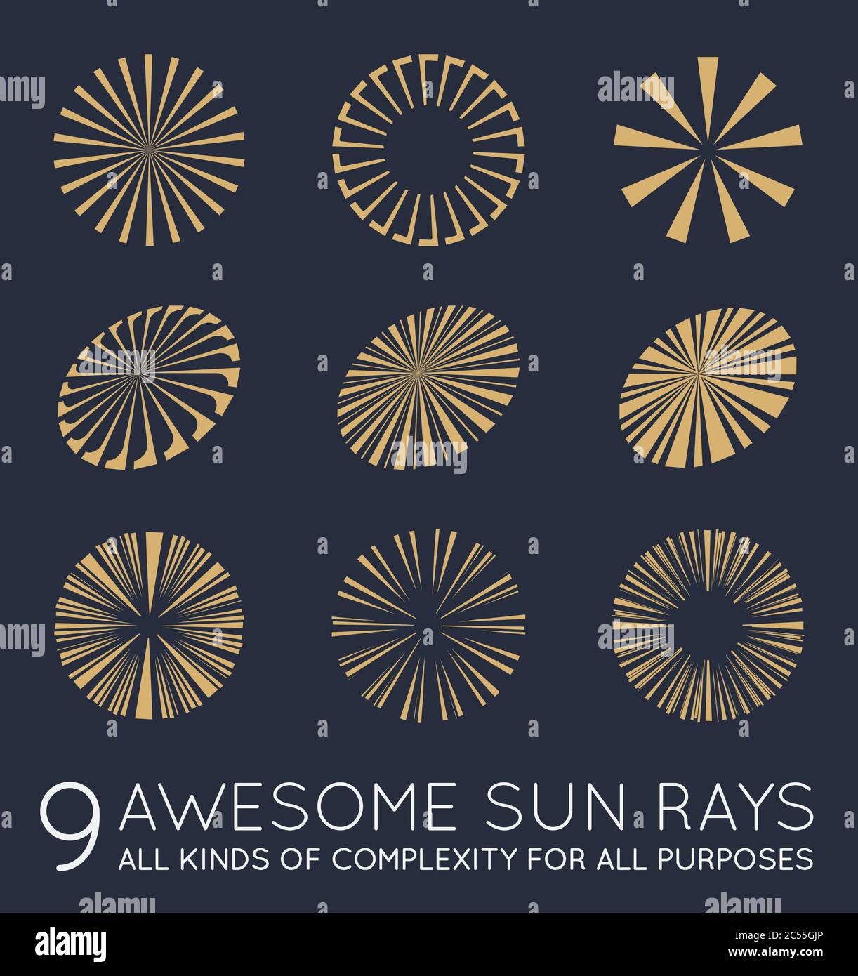 Set of Sunburst Vector Rays of Sun Stock Vector Image & Art - Alamy