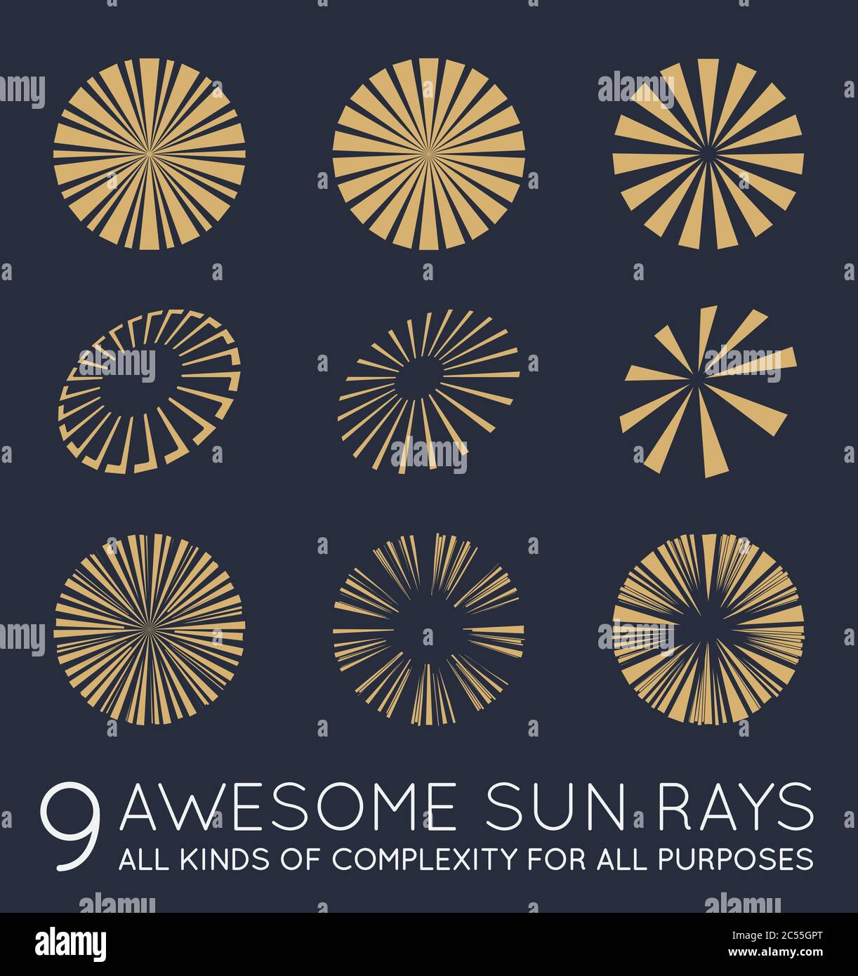 Set of Sunburst Vector Rays of Sun Stock Vector Image & Art - Alamy