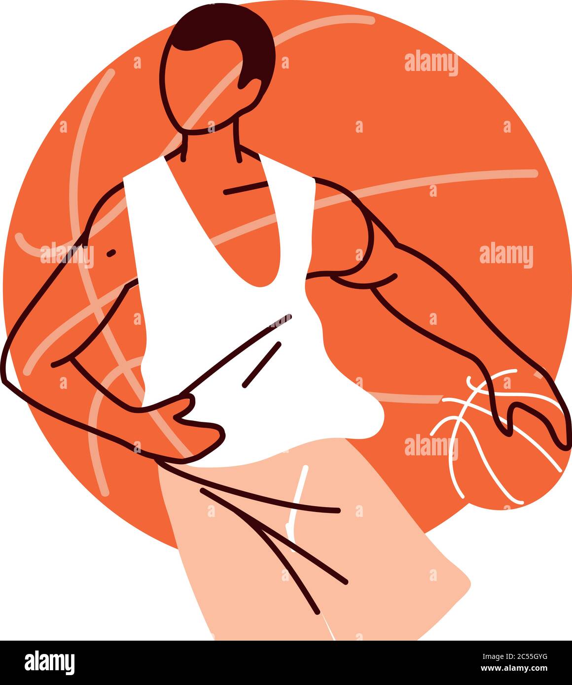 Player man with ball design, Basketball sport hobby competition and ...