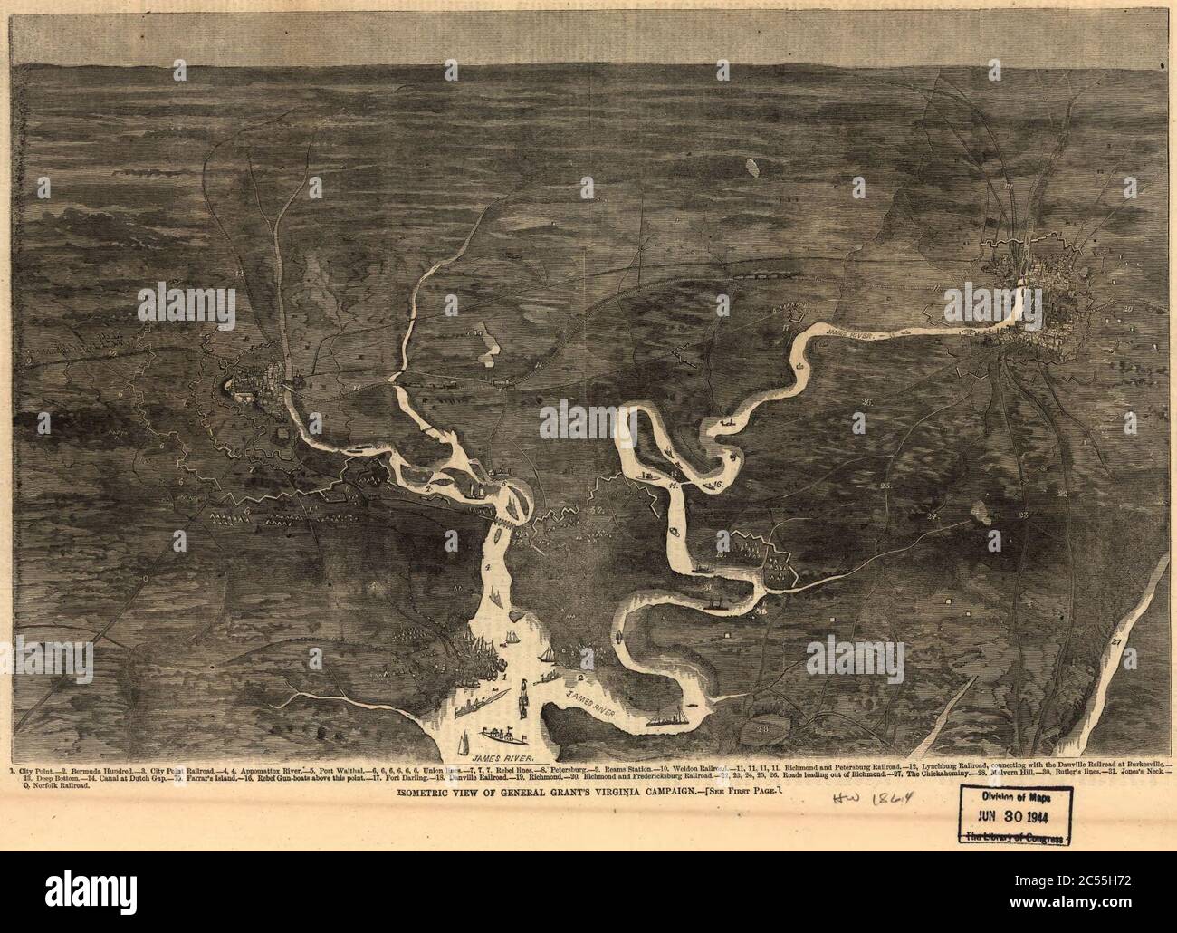 Isometric view of General Grant's Virginia campaign Stock Photo - Alamy