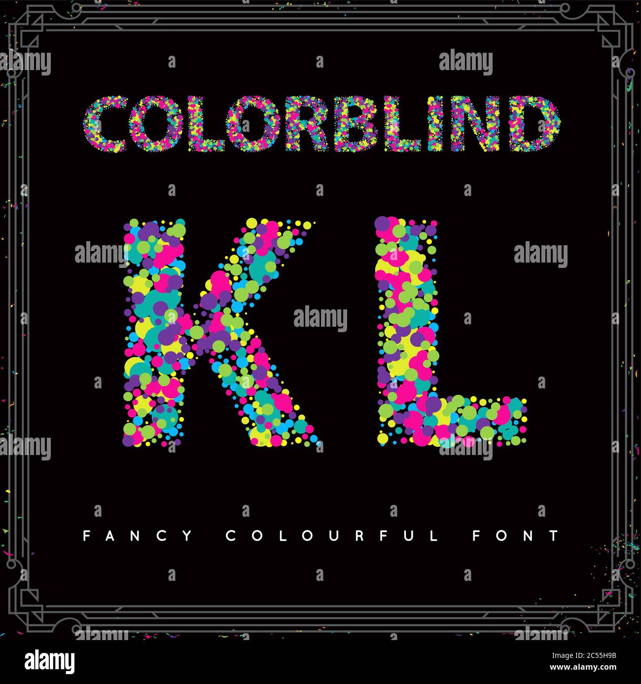 Set of Colorblind Style Font in Vector. Fresh trendy colors Stock ...