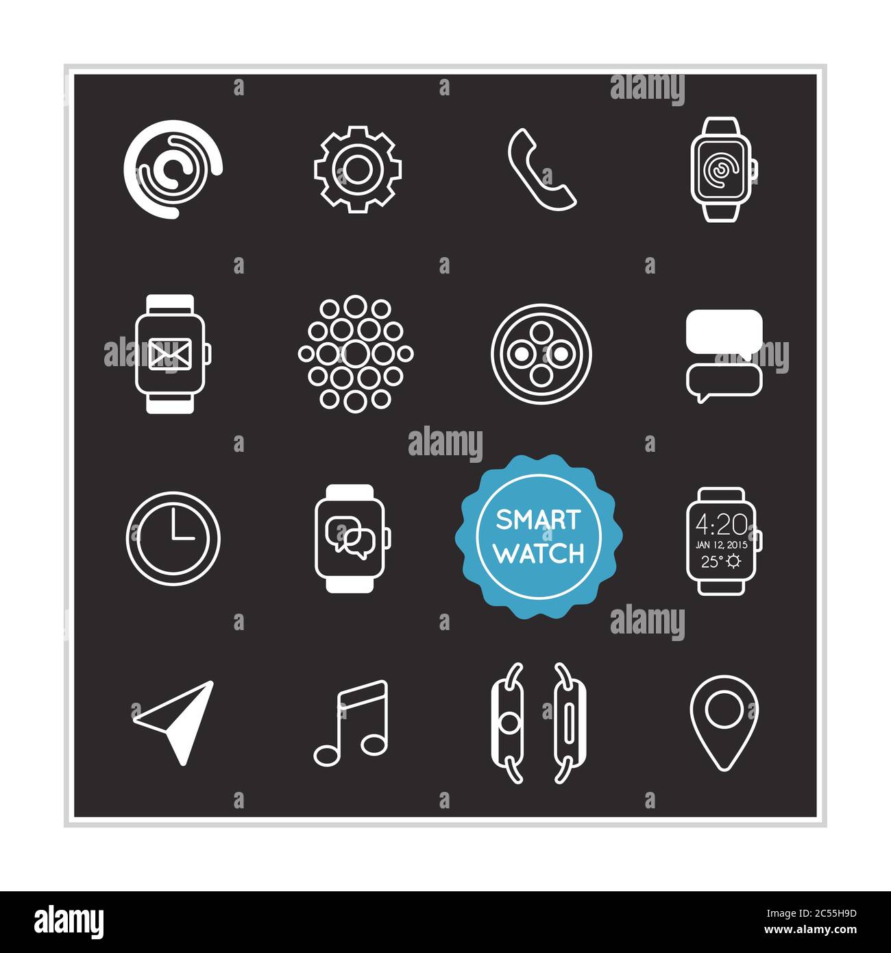 Set of Smart Watch Vector Illustration Elements can be used as Logo or ...