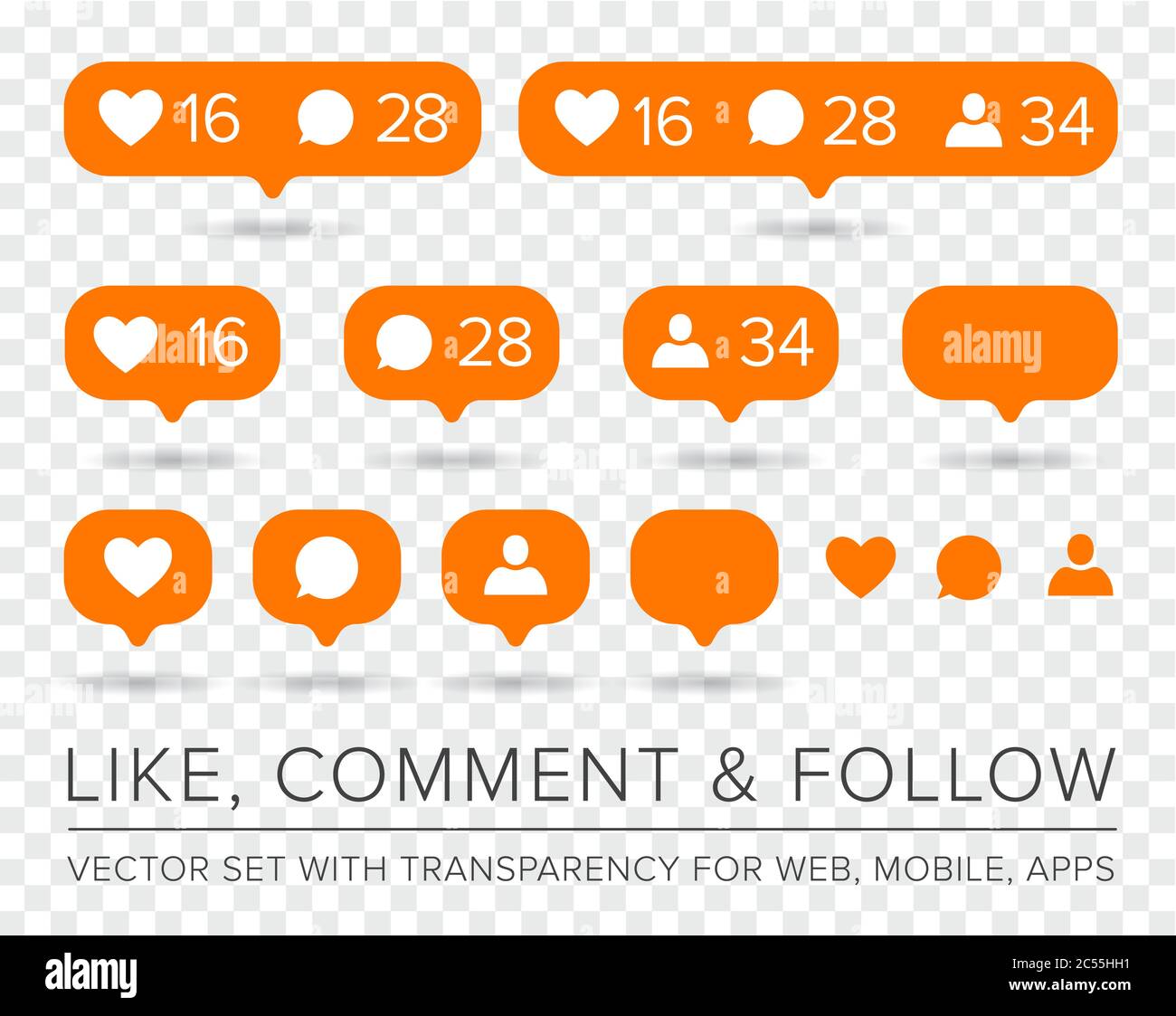 Vector Like, Follower, Comment Icon Set Stock Vector Image & Art - Alamy