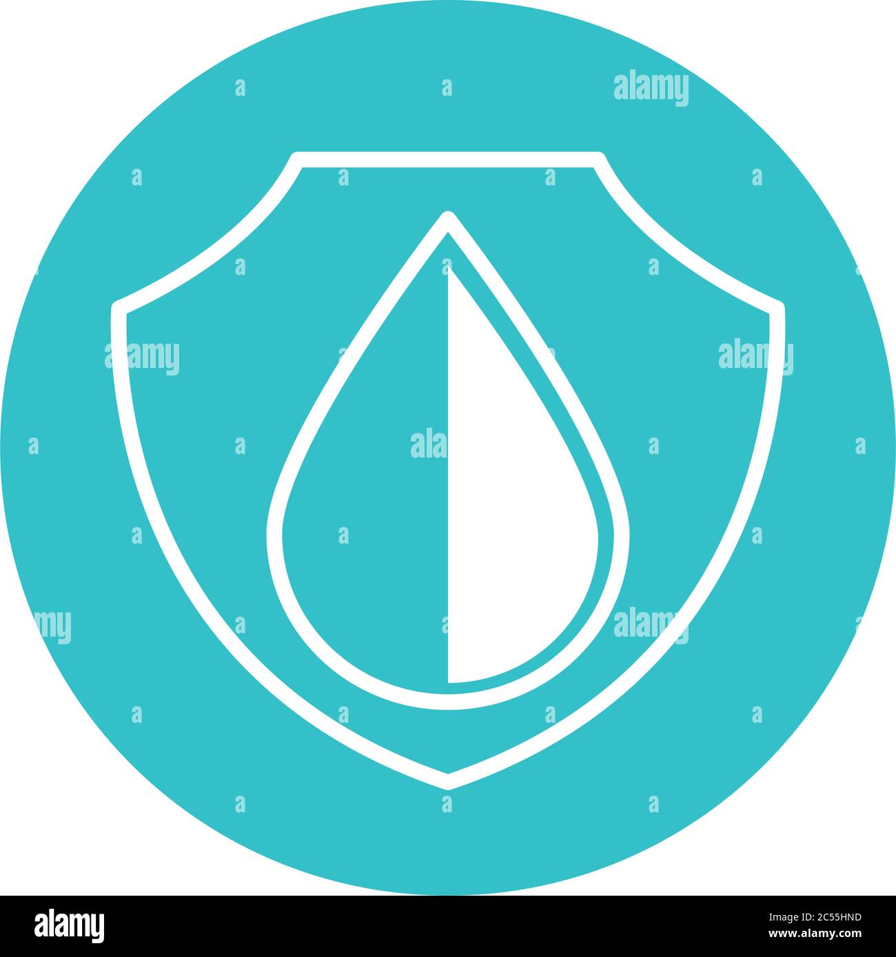 water drop shield protection nature liquid blue block style icon vector ...