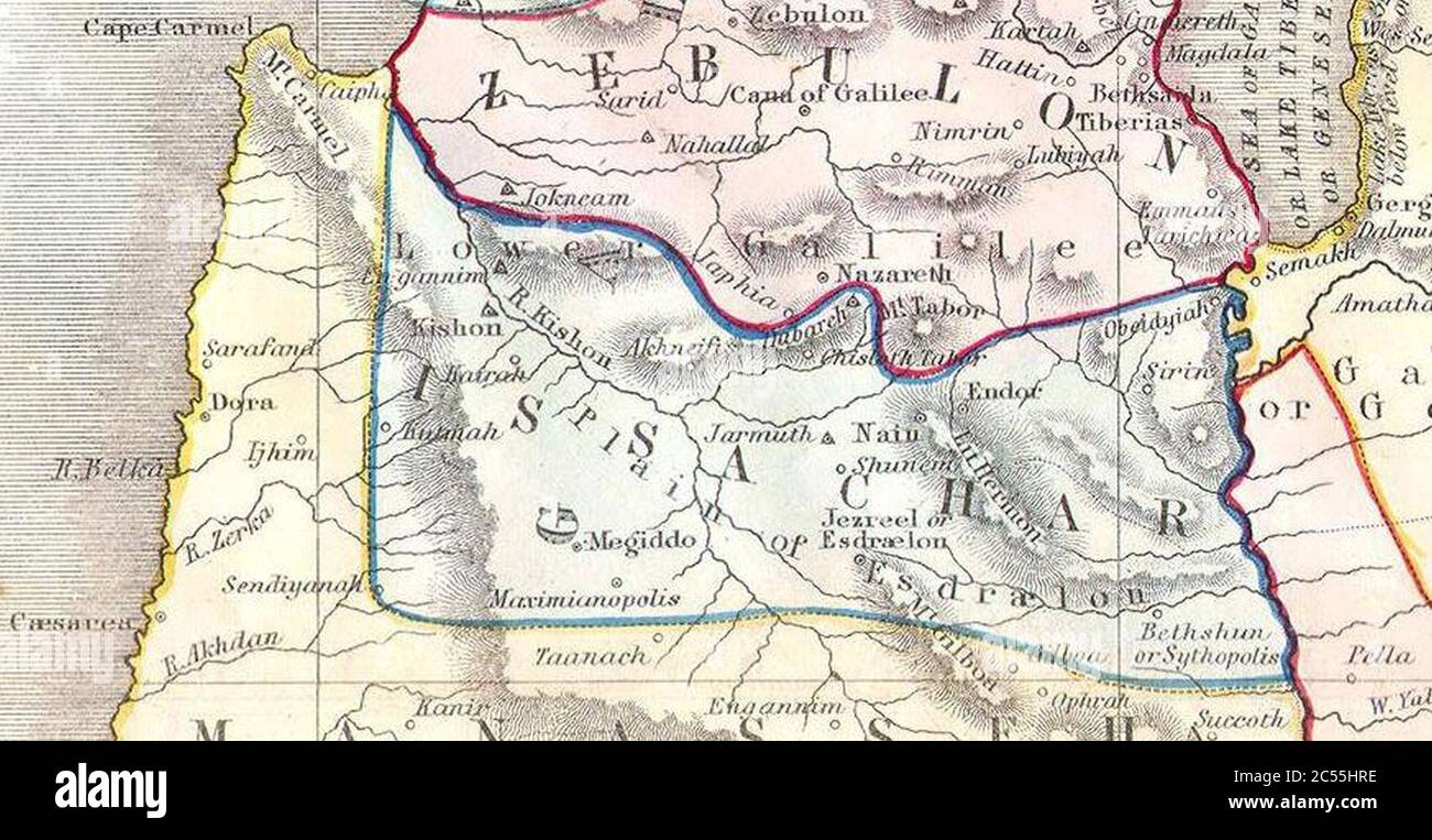 Issachar. 1852 Philip Map of Palestine - Israel - Holy Land ...