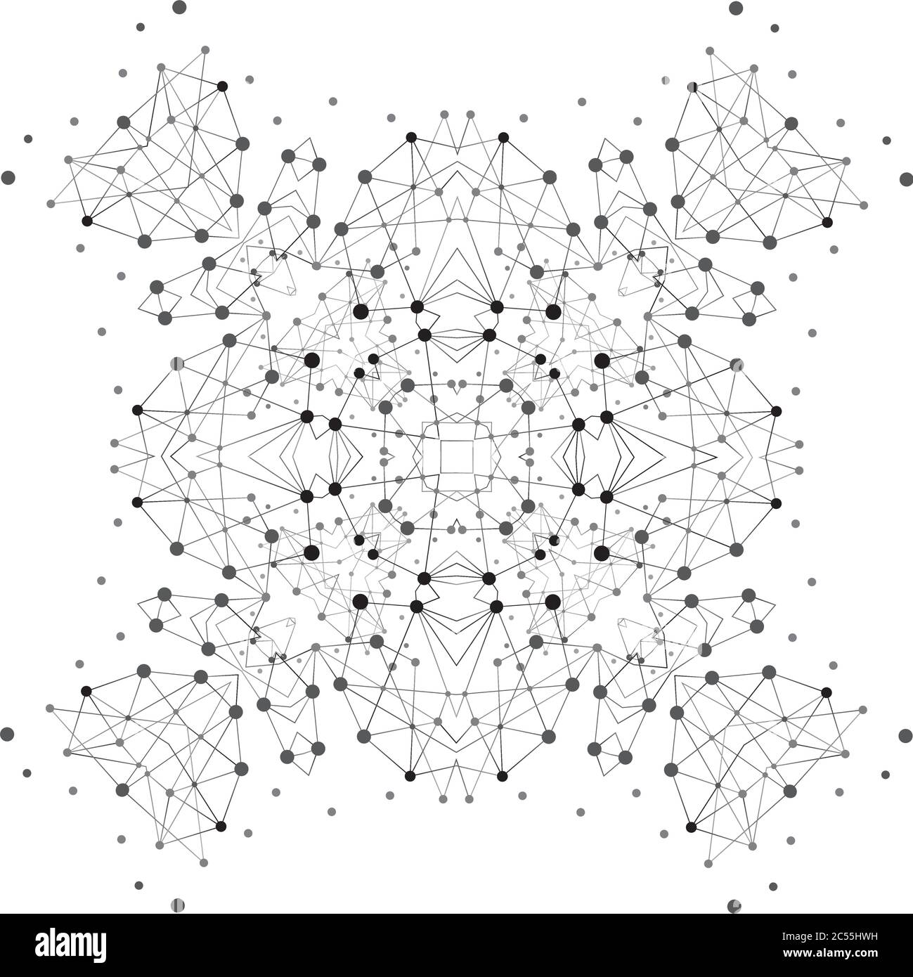 Vector Shape, Molecular Structure with Lines and Dots Stock Vector ...