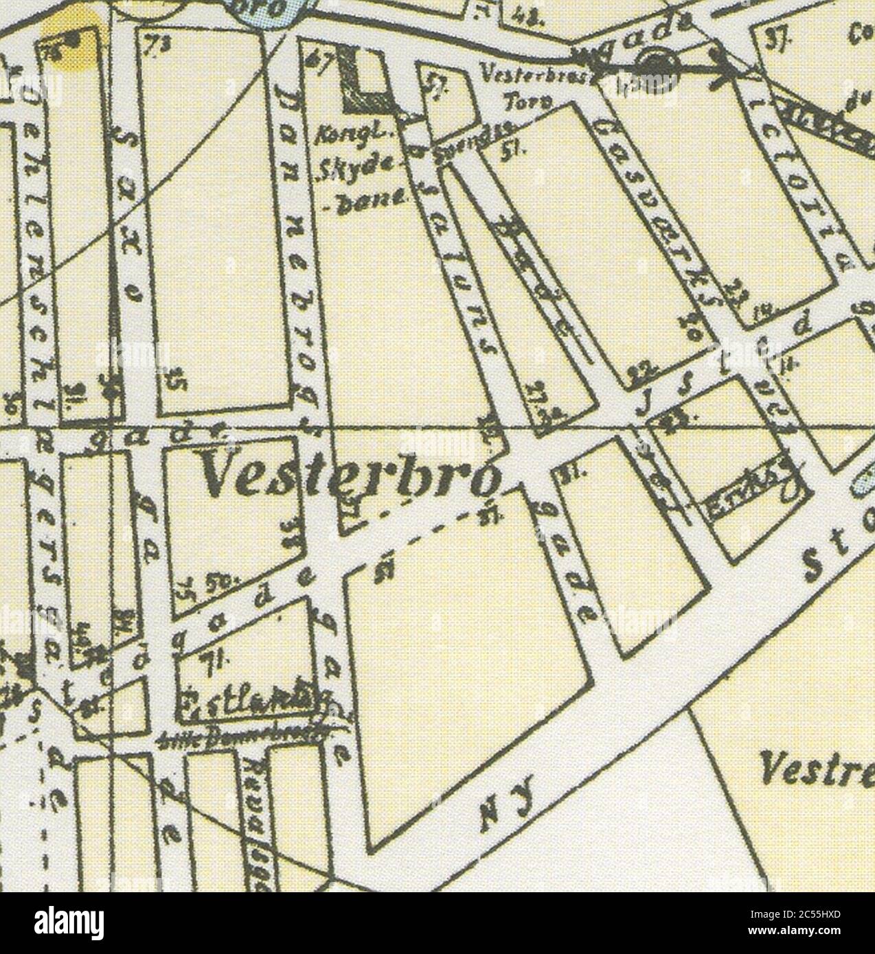 Istedgade - 1886 map detail Stock Photo - Alamy