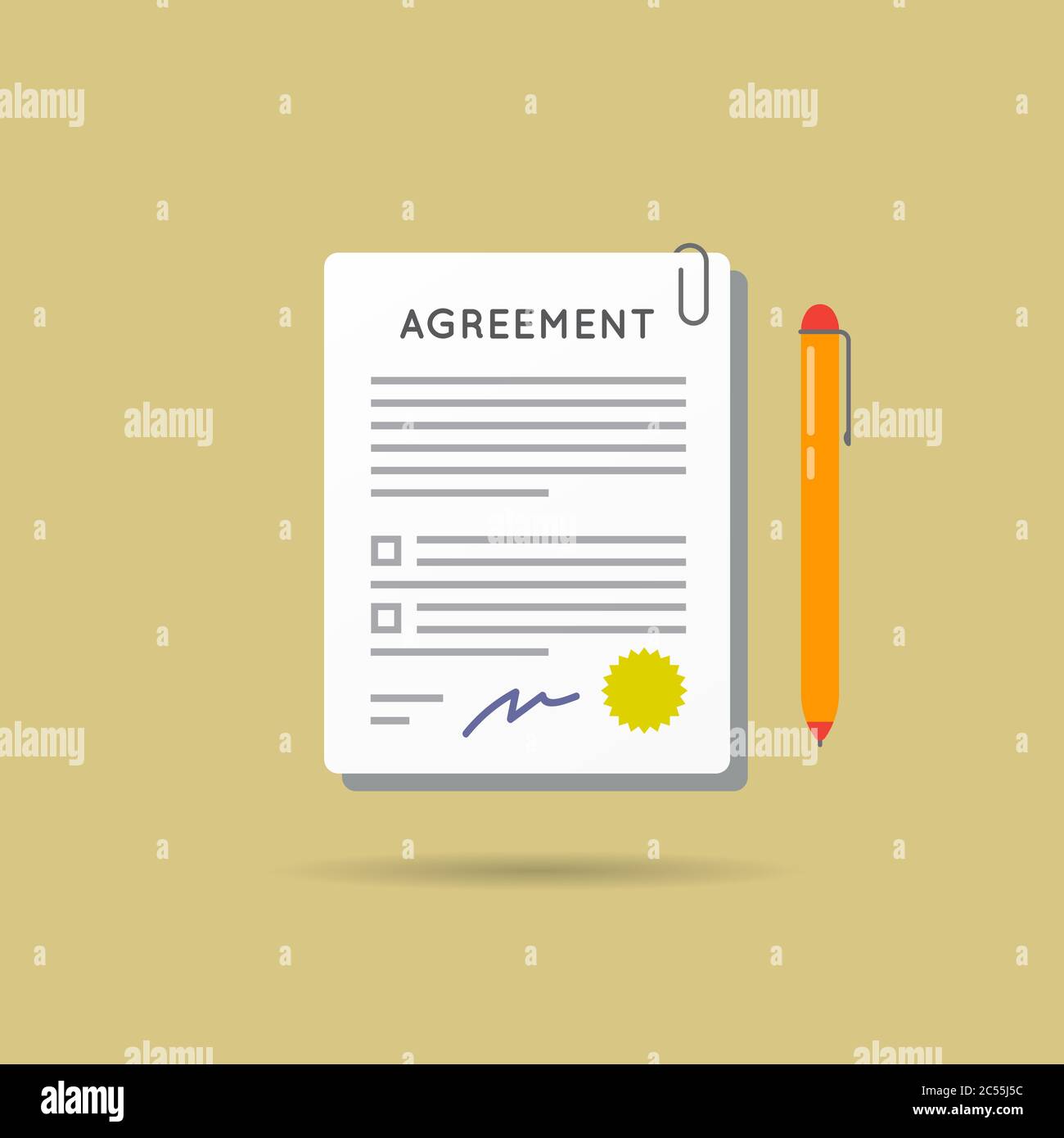 Vector Agreement Contract and Pen with Signature Stock Vector Image ...