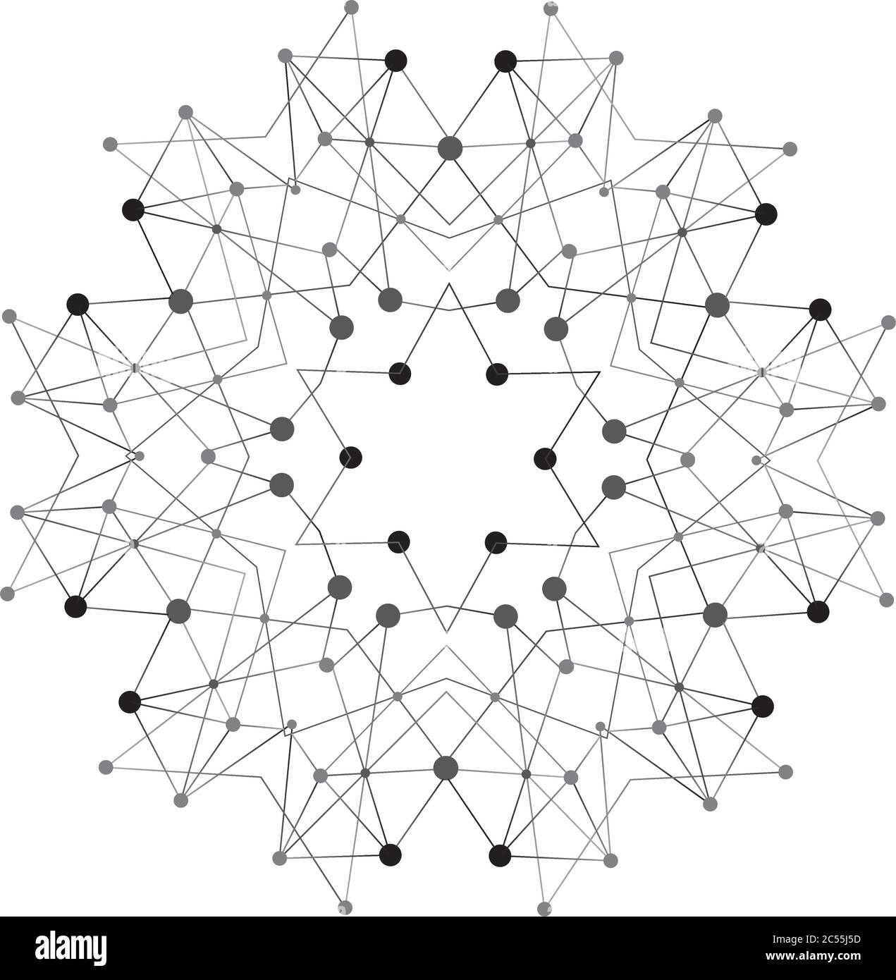 Vector Shape, Molecular Structure with Lines and Dots Stock Vector ...