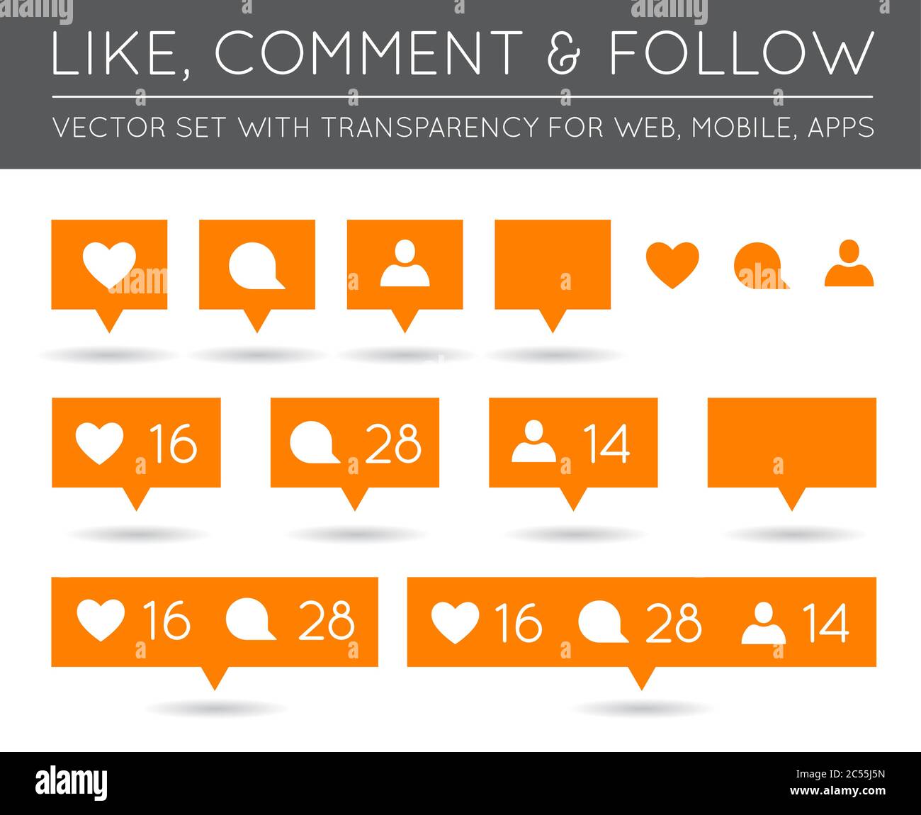 Vector Like, Follower, Comment Icon Set Stock Vector Image & Art - Alamy
