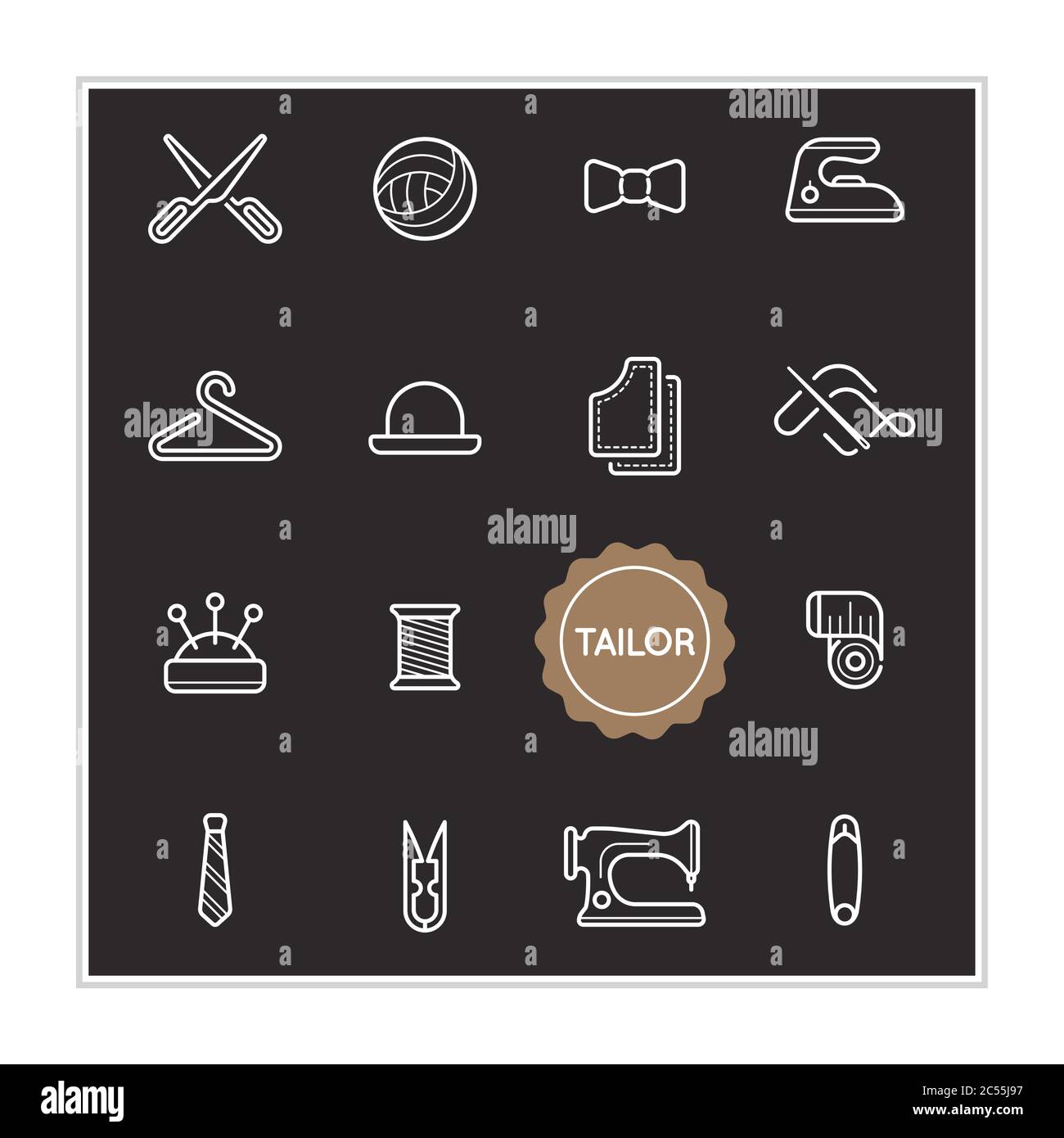 Set of Tailor Vector Illustration Elements can be used as Logo or Icon ...