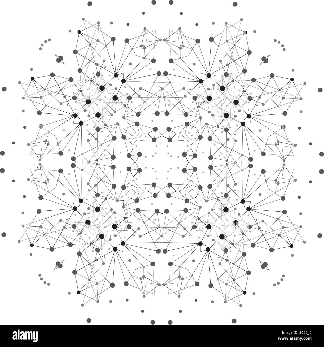 Vector Shape, Molecular Structure with Lines and Dots Stock Vector ...