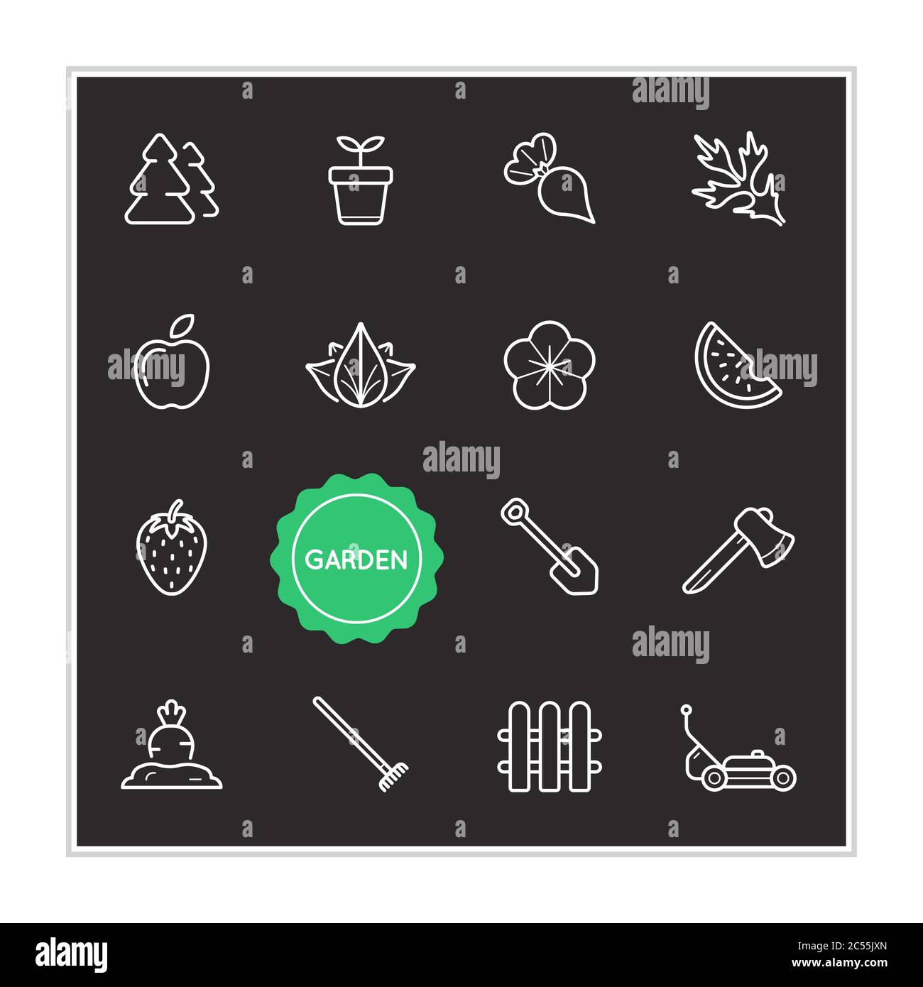 Set of Garden Vector Illustration Elements can be used as Logo or Icon ...