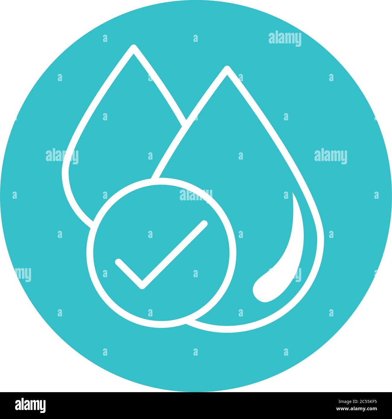 water drops check mark nature liquid blue block style icon vector ...