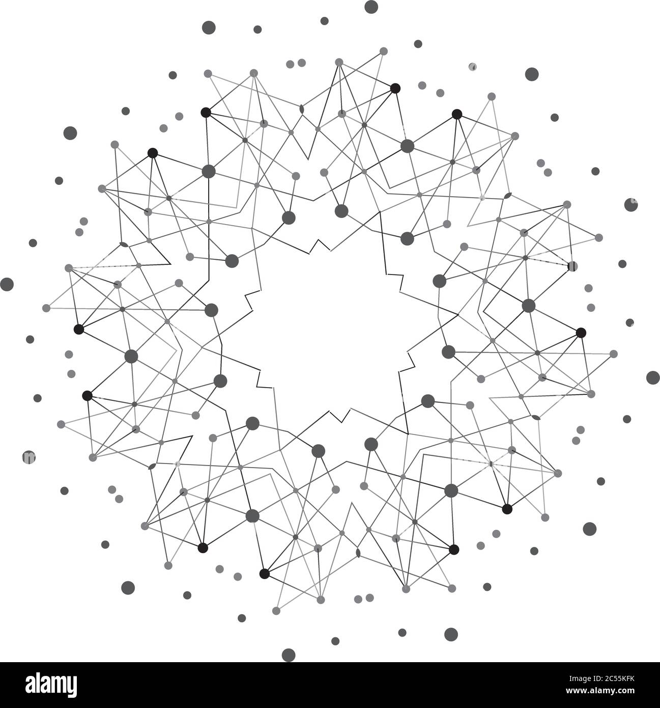 Vector Shape, Molecular Structure with Lines and Dots Stock Vector ...
