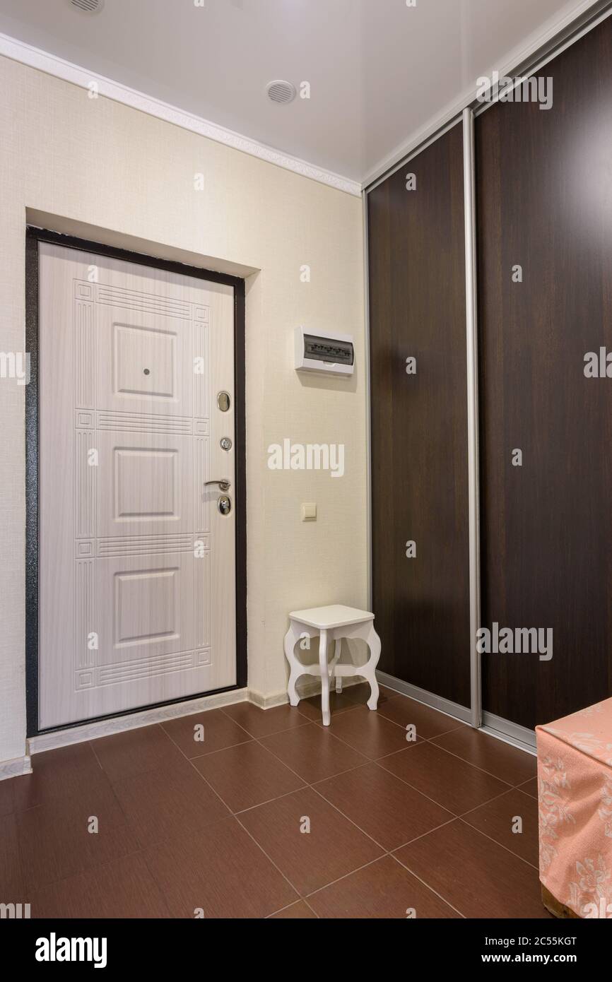 Entrance hall in a small one-room apartment of an apartment building ...