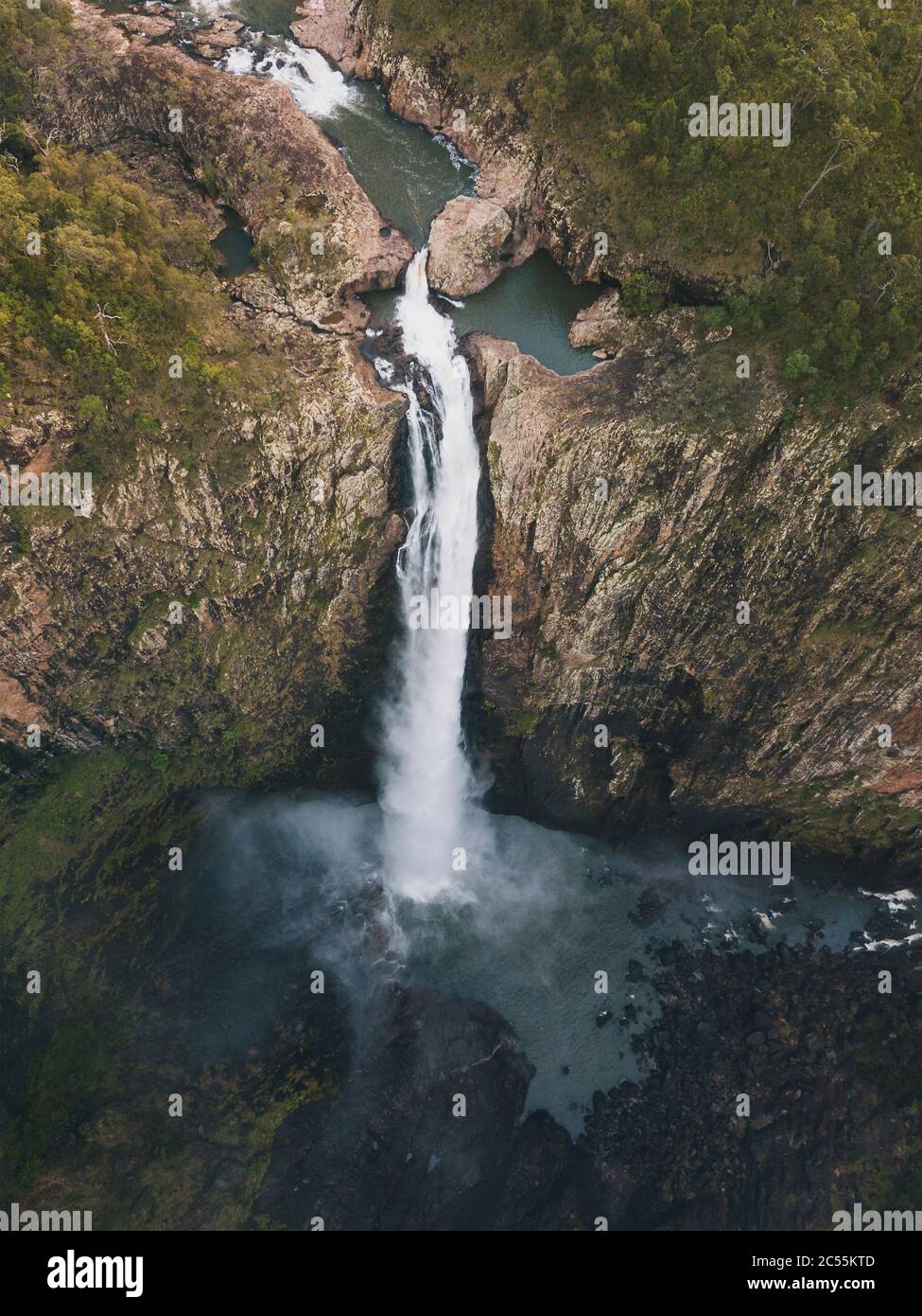 Top down aerial view of Wallaman Falls in Girringun National Park ...