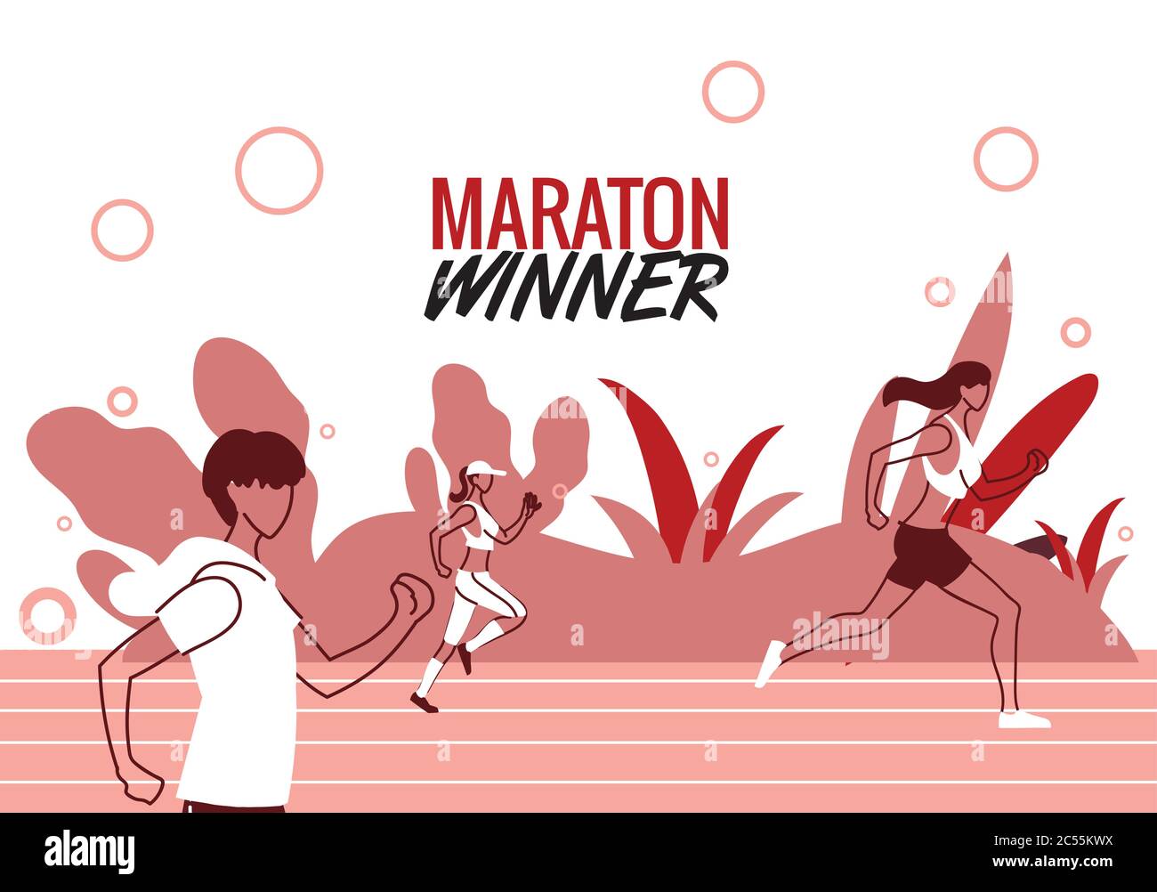 women and man avatars running on track vector design design, Marathon ...