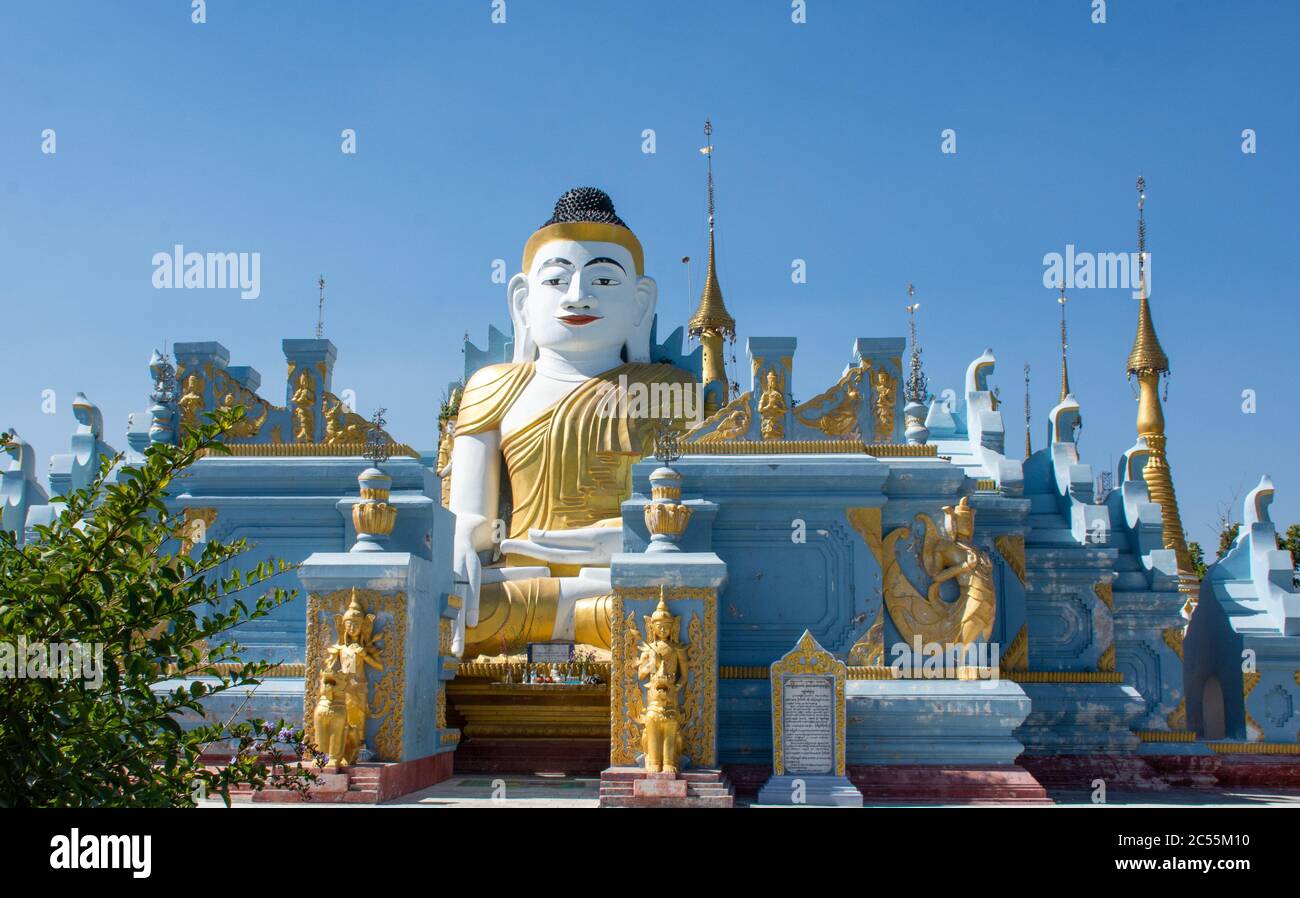 a beautiful blue temple matching with the blue sky Stock Photo - Alamy