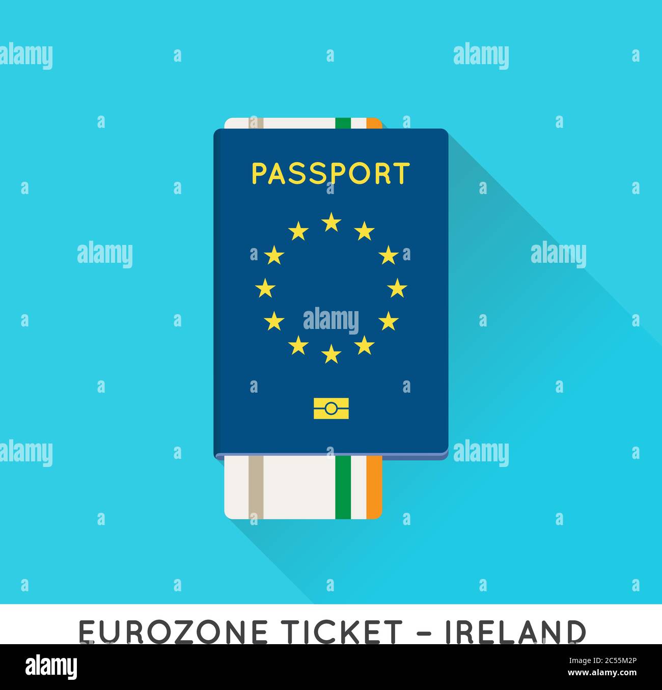 Eurozone Europe Passport with tickets vector illustration. Air Tickets ...