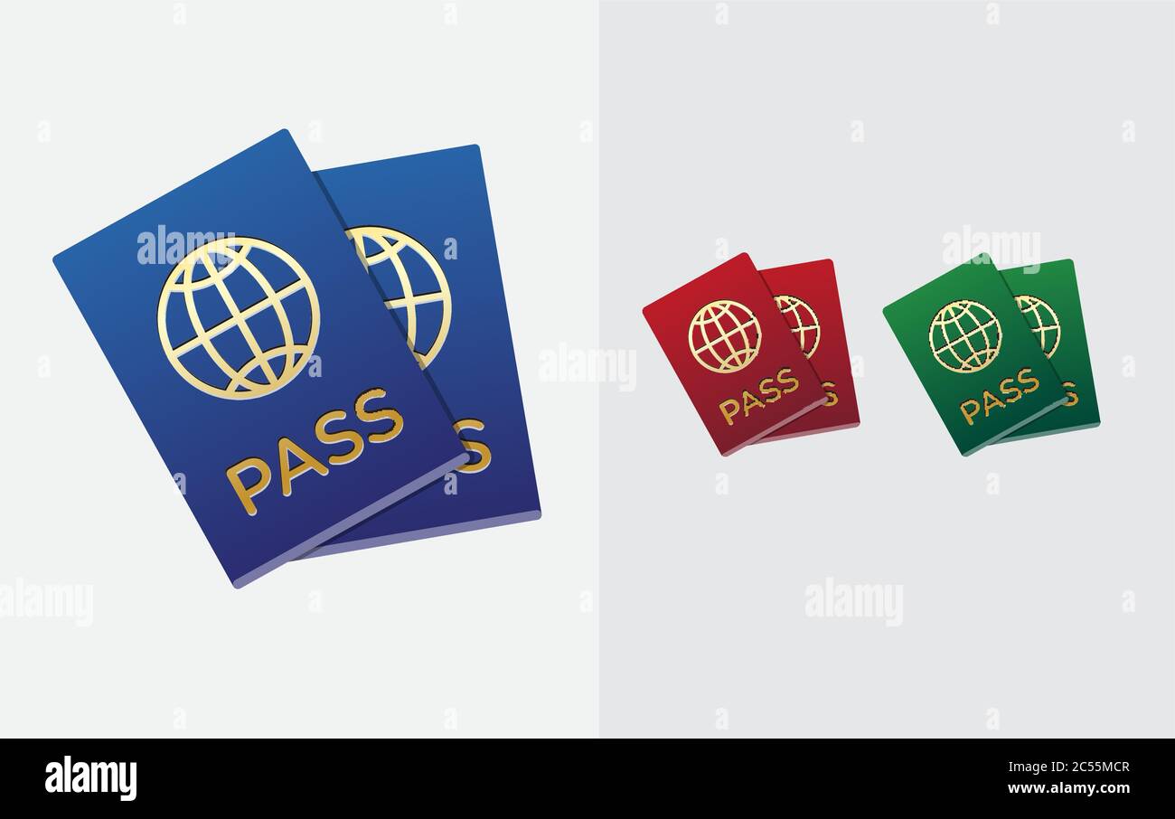 Set Of Citizenship Or Foreign Passport Id In Vector Colorful Icon Can
